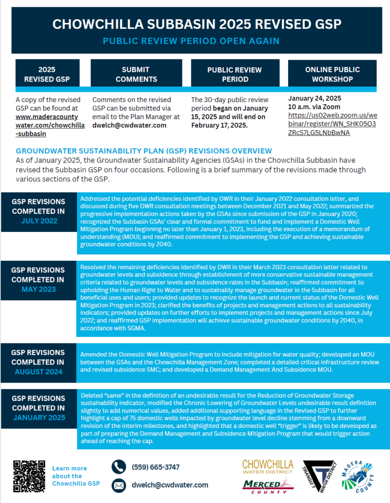 2025 Revised Chowchilla GSP Public Review Period - Madera County - Water & Natural Resources